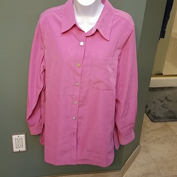 TravelSmith | Tops | Pink Basic Buttondown Blouse | Poshmark